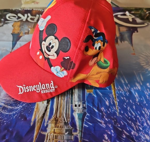 Accessories | Disneyland Resort Red Cap With Mickey And Pluto | Poshmark